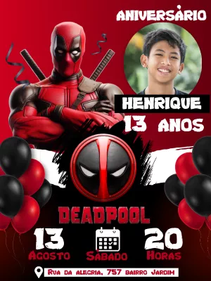 Deadpool birthday invitation with photo - An amazing online editor for ...