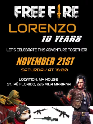 Make Online Invitation Digital Children's Birthday Invitation Free Fire