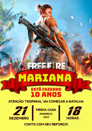 Convite Aniversário Free Fire - Edite grátis com nosso editor online