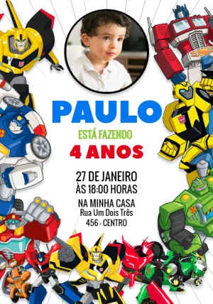 Tarjeta De Invitación De Cumpleaños De Transformer