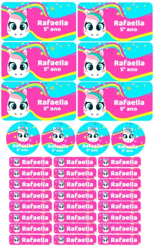 Etiqueta Escolar Unicórnio - Edite grátis com nosso editor online