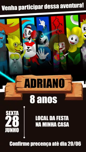 Convite aniversário Undertale - Edite grátis com nosso editor online