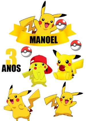 Topo de Bolo Pokemon - Edite grátis com nosso editor online