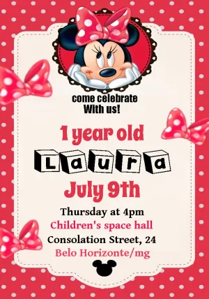 Make invitation online digital invitation Minnie mouse birthday invitation