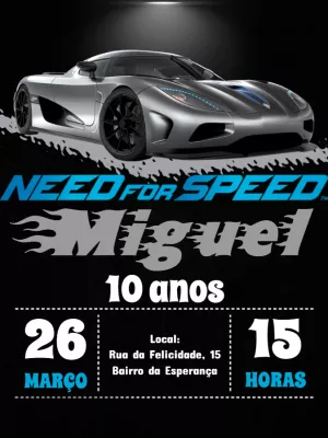 Invitación para personalizar Cumpleaños de Need for Speed - Un ...