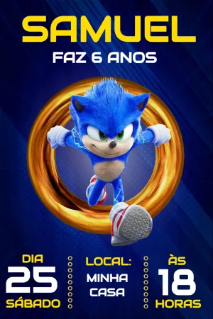 Convite aniversário Sonic - Edite grátis com nosso editor online