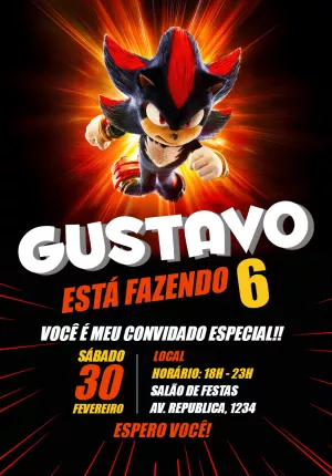Invitación de cumpleaños de Sonic 3 Shadow - Un increíble editor en ...