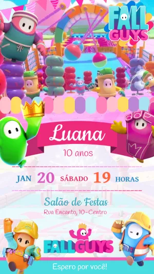 Fall Guys birthday invitation - An amazing online editor for you to ...