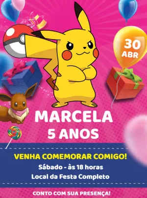 Invitación de cumpleaños de Pikachu Pokémon - Un increíble editor en ...