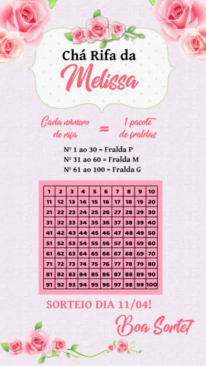 Convite chá rifa Floral - Edite grátis com nosso editor online