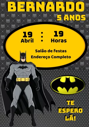 Convite aniversário Batman - Edite grátis com nosso editor online