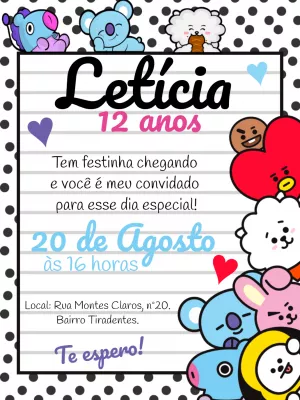 BT21 Kpop BTS Birthday Invitation - An amazing online editor for you to ...