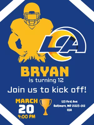 Birthday Invitation Los Angeles Chargers - An amazing online editor for ...