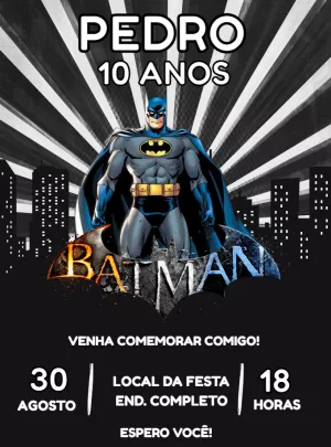 Convite Aniversário Batman - Edite grátis com nosso editor online