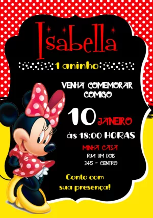 Convite minnie mouse - Edite grátis com nosso editor online