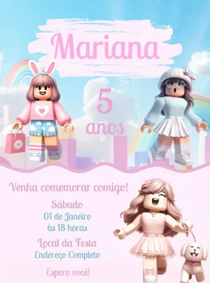 Pink Roblox Birthday Invitation - An amazing online editor for you to ...
