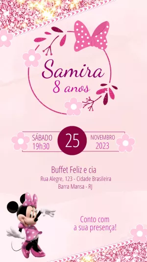 Convite minnie mouse - Edite grátis com nosso editor online