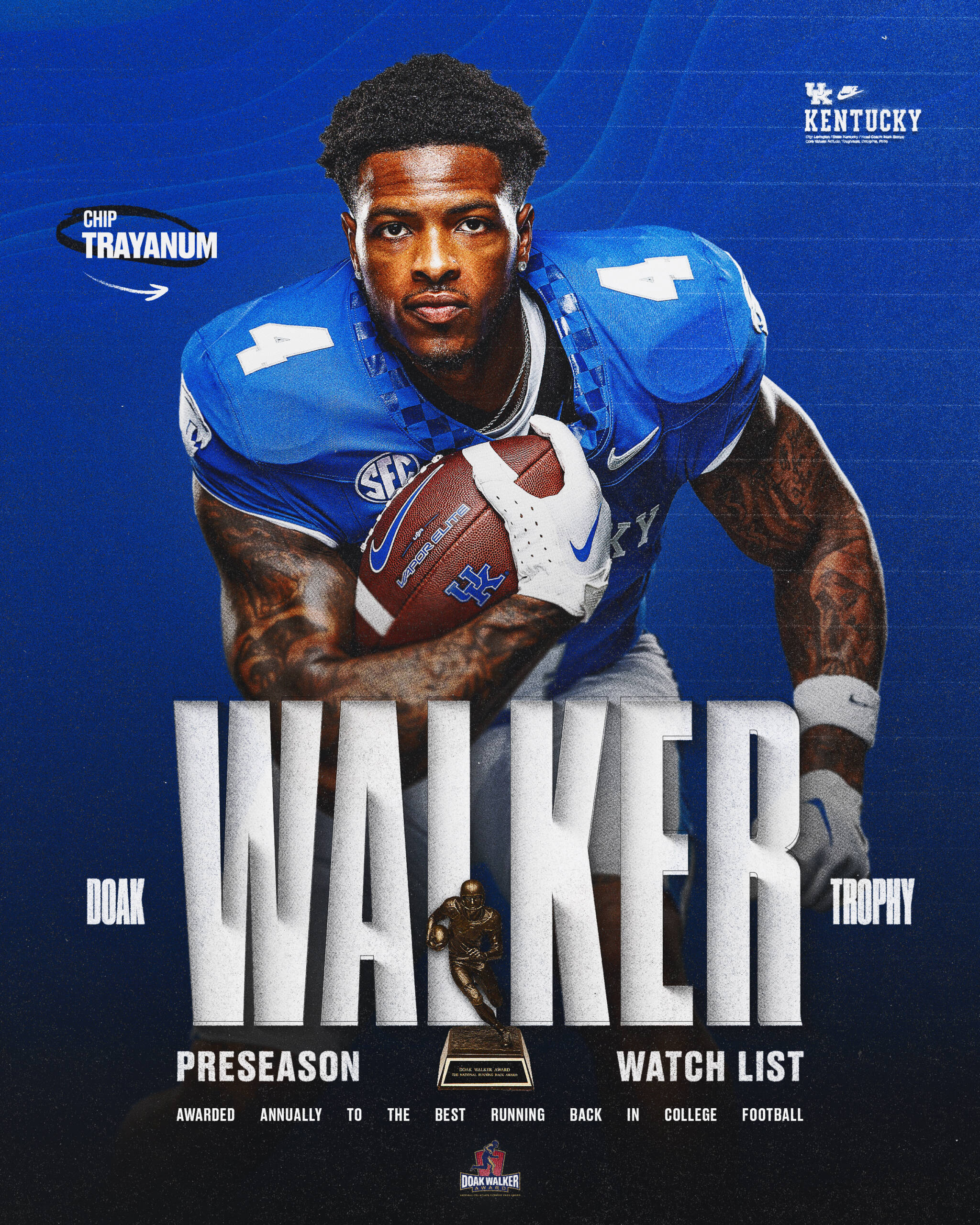 Kentucky’s Chip Trayanum Named Preseason Candidate for Doak Walker ...