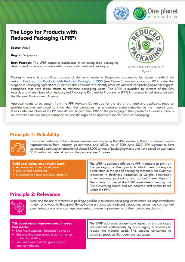 The Logo for Products with Reduced Packaging (LPRP)