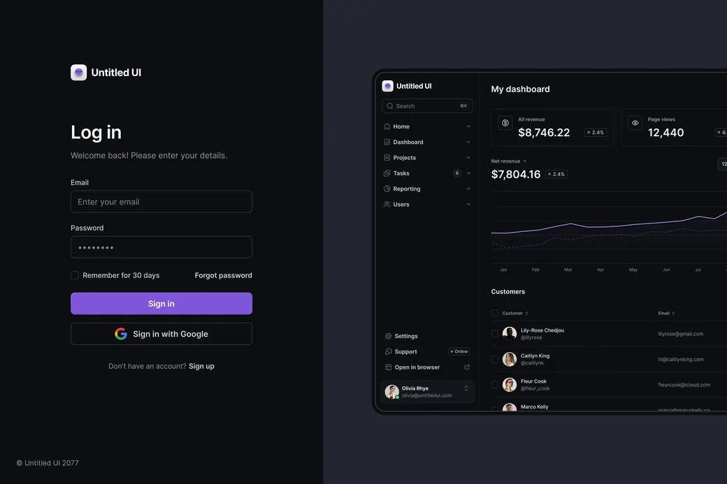 Log in pages | Untitled UI