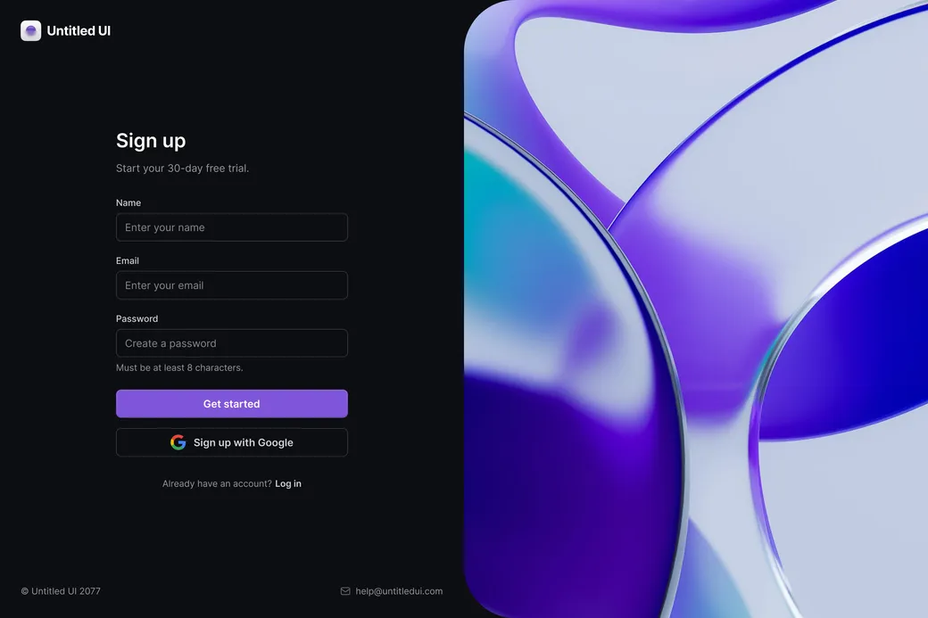 Sign up pages | Untitled UI