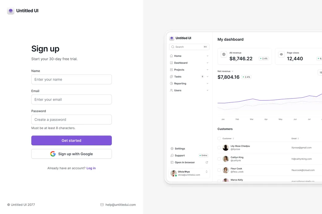 Sign up pages | Untitled UI
