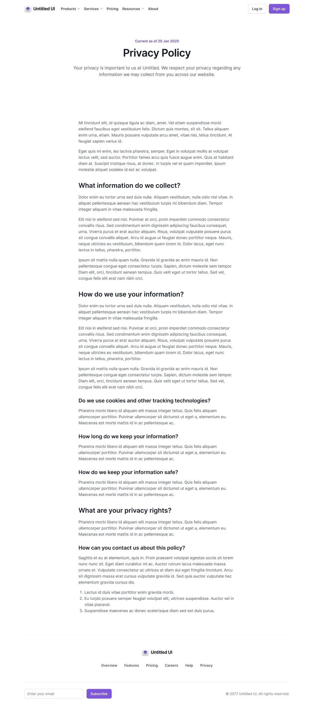 React website legal pages | Untitled UI