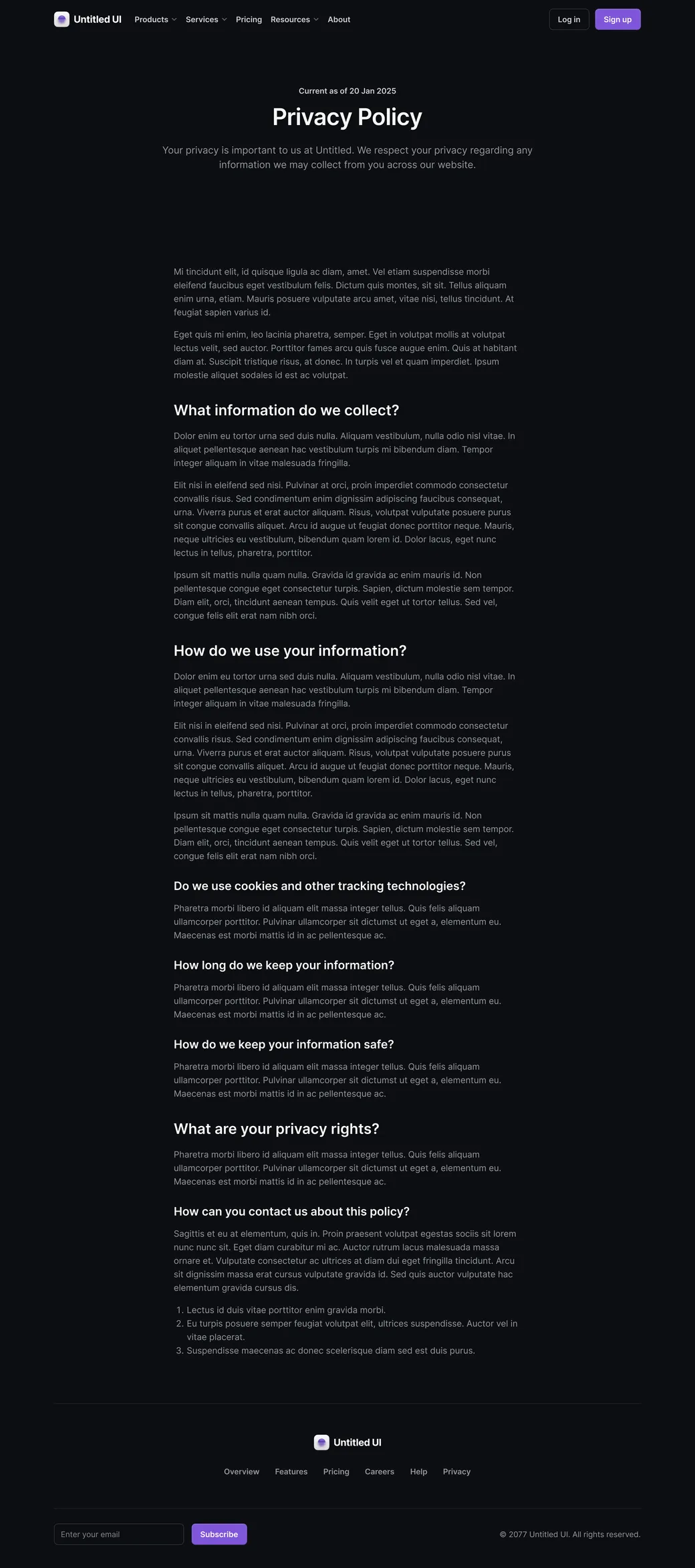 React website legal pages | Untitled UI