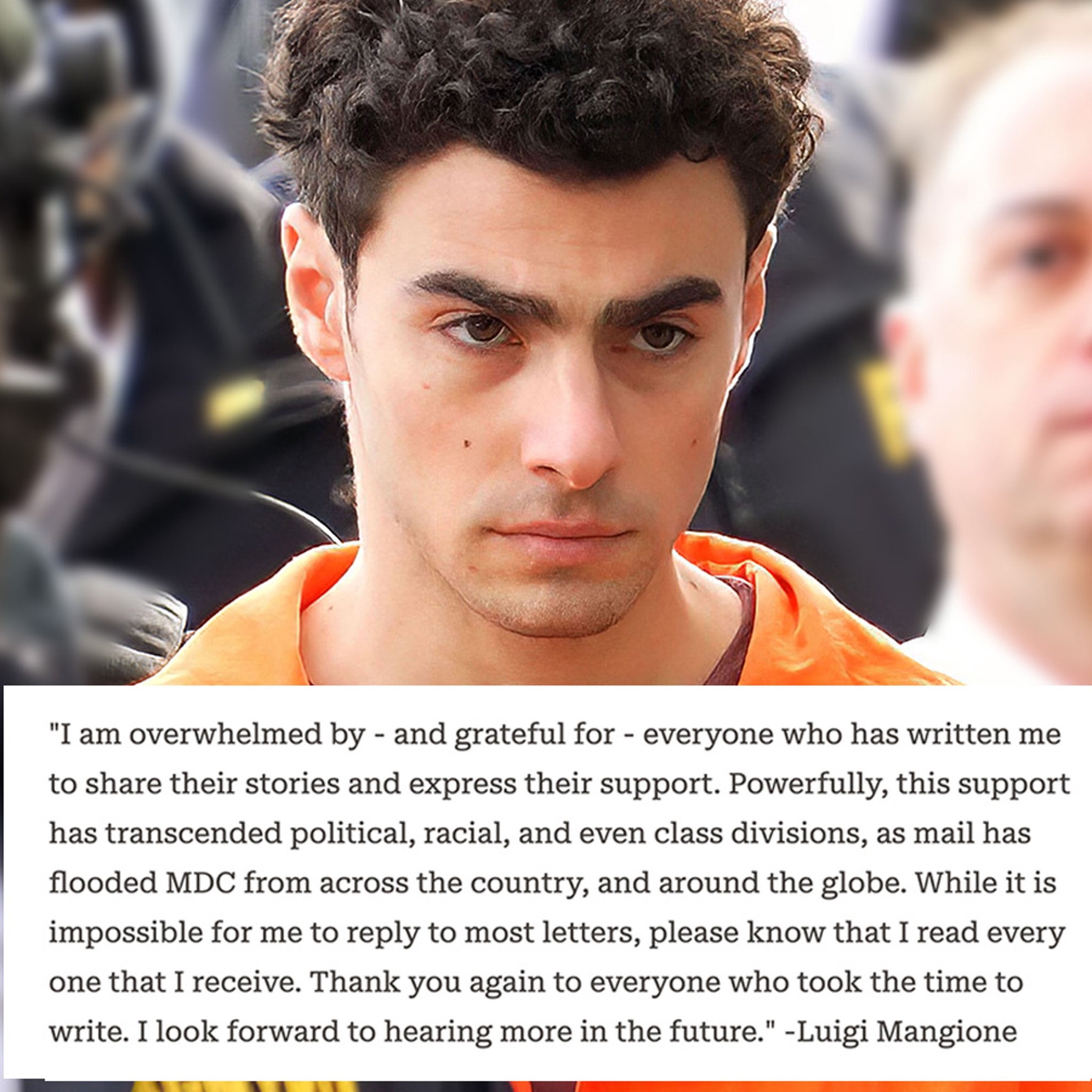 Particle News: Luigi Mangione Issues First Statement Since Arrest, Launches Legal Defense Website