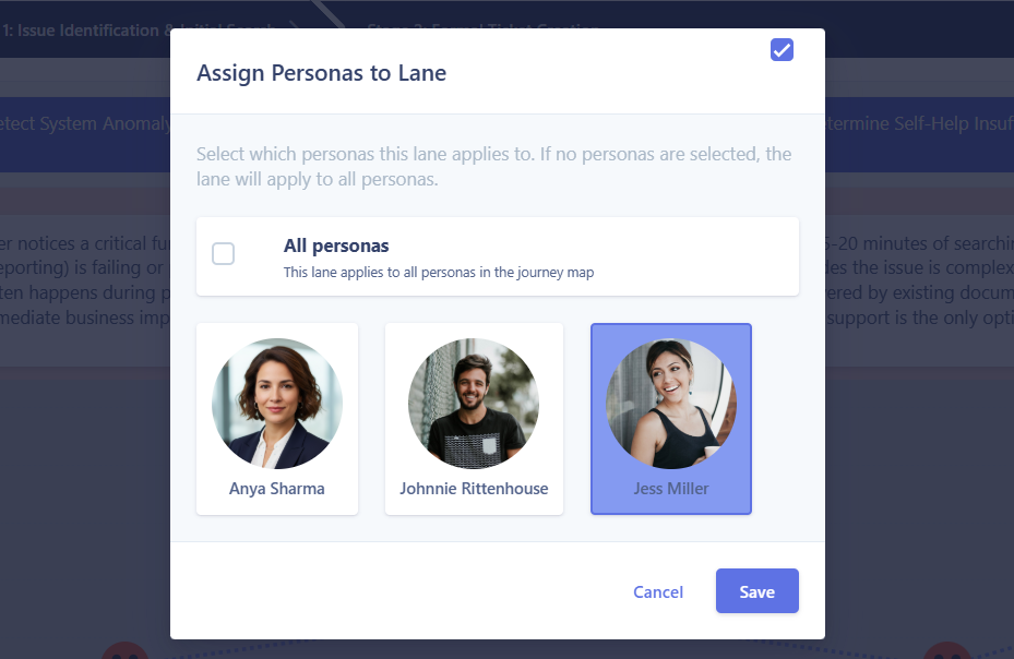 Assign multiple personas to journey maps