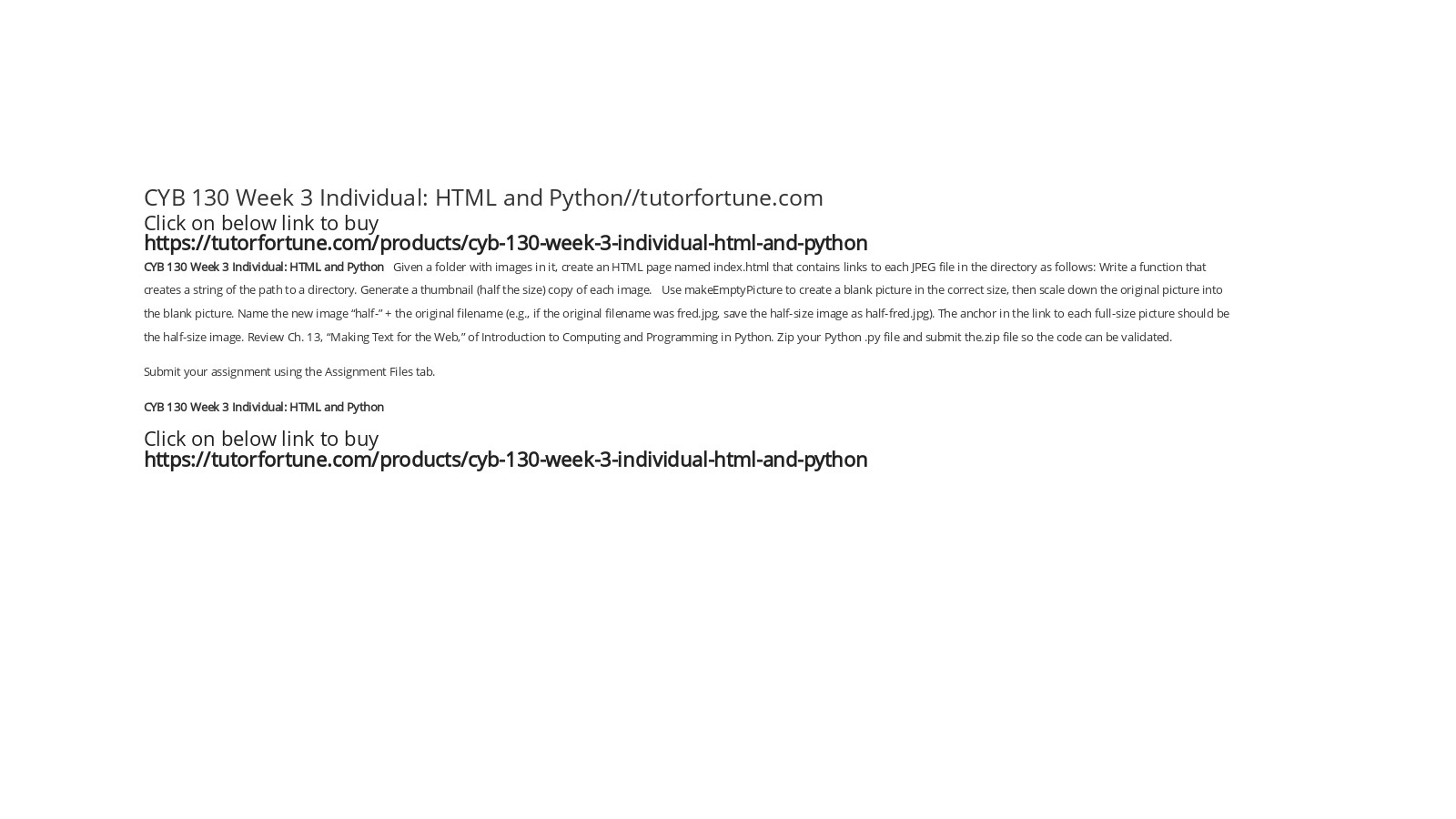 CYB 130 Week 3 Individual: HTML and Python//tutorfortune.com CYB 130 Week 3 Individual: HTML and Python//tutorfortune.com