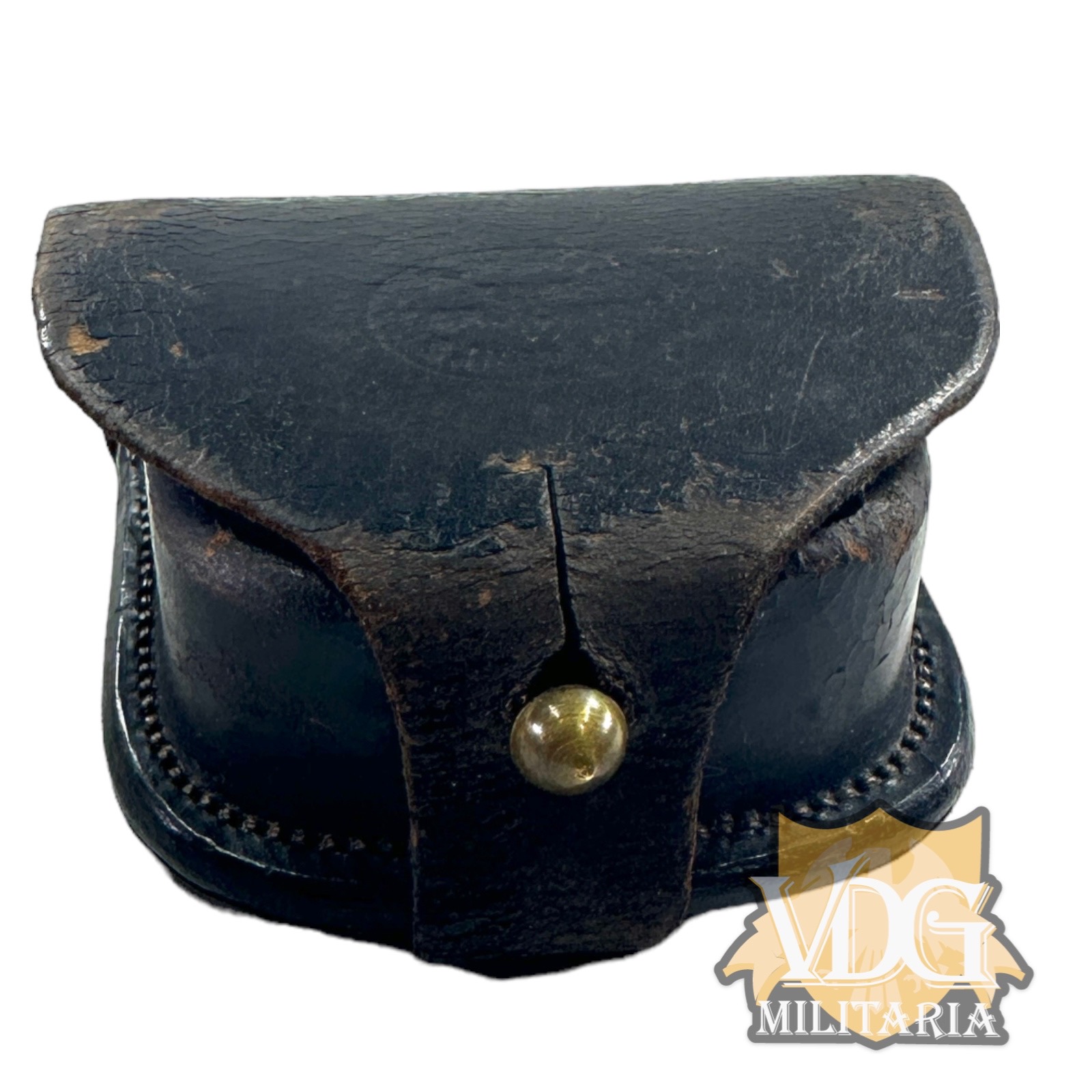 US Civil War Leather Percussion Cap Box-R. White | VDG Militaria