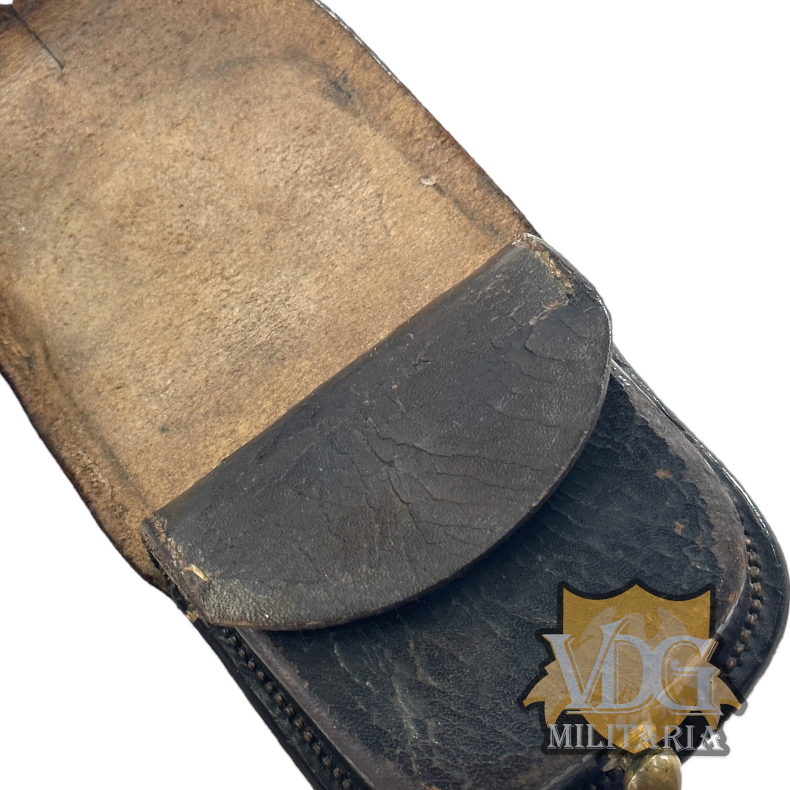 US Civil War Leather Percussion Cap Box-R. White | VDG Militaria