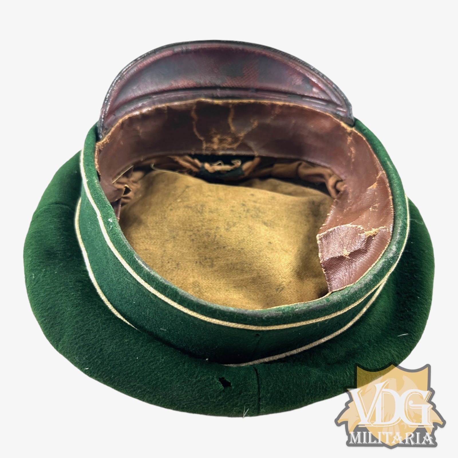 WW1 Era German Unknown Visor Green Band and Crown, White Piping ...
