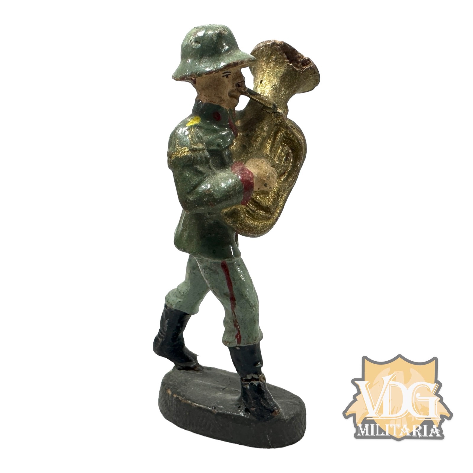 WW2/1930's Era German Composition Toy Heer Soldier Marching with Tuba ...