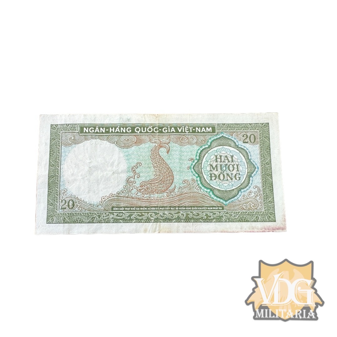 Vietnam War Era South Vietnam 20 Dong Paper Currency Note | VDG Militaria