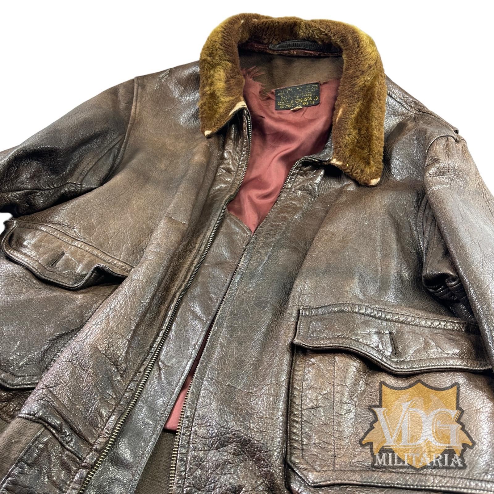 WW2 US Navy USN M422A Leather Flight Jacket Size Made by Gordon ...