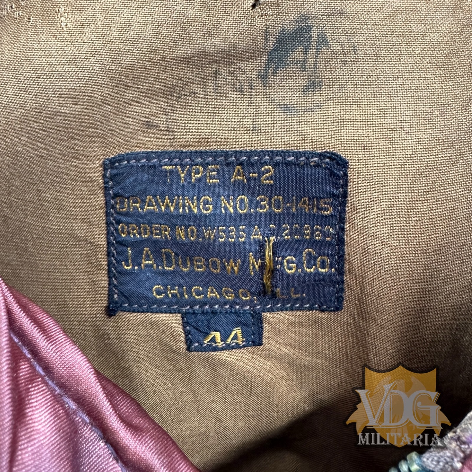 WW2 US Army Air Force Lieutenants A-2 Leather Jacket made by J.A. Dubow ...