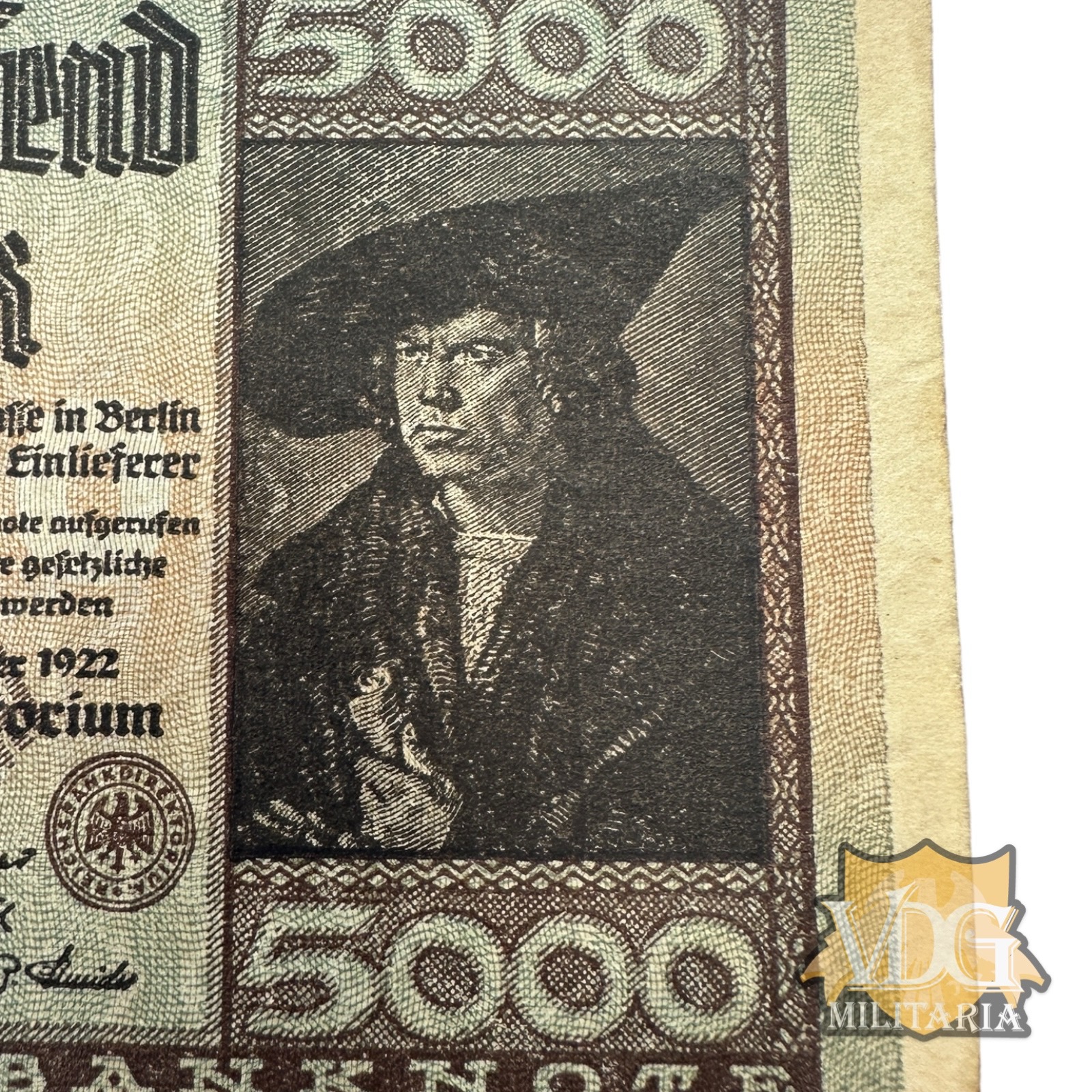 German Weimar Republic 1922 5000 Fünftausend Mark Reichsbanknote Paper ...