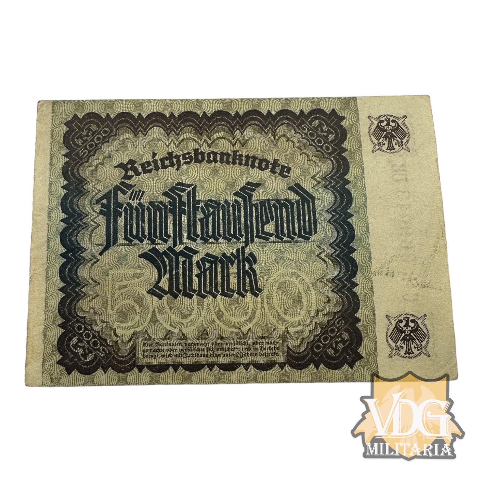 German Weimar Republic 1922 5000 Fünftausend Mark Reichsbanknote Paper ...