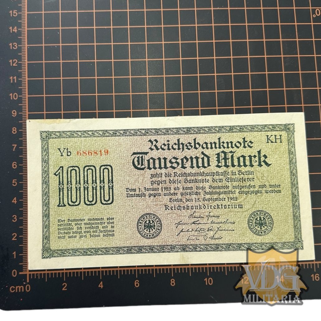 German Weimar Republic 1922 1000 Tausend Mark Reichsbanknote Paper ...