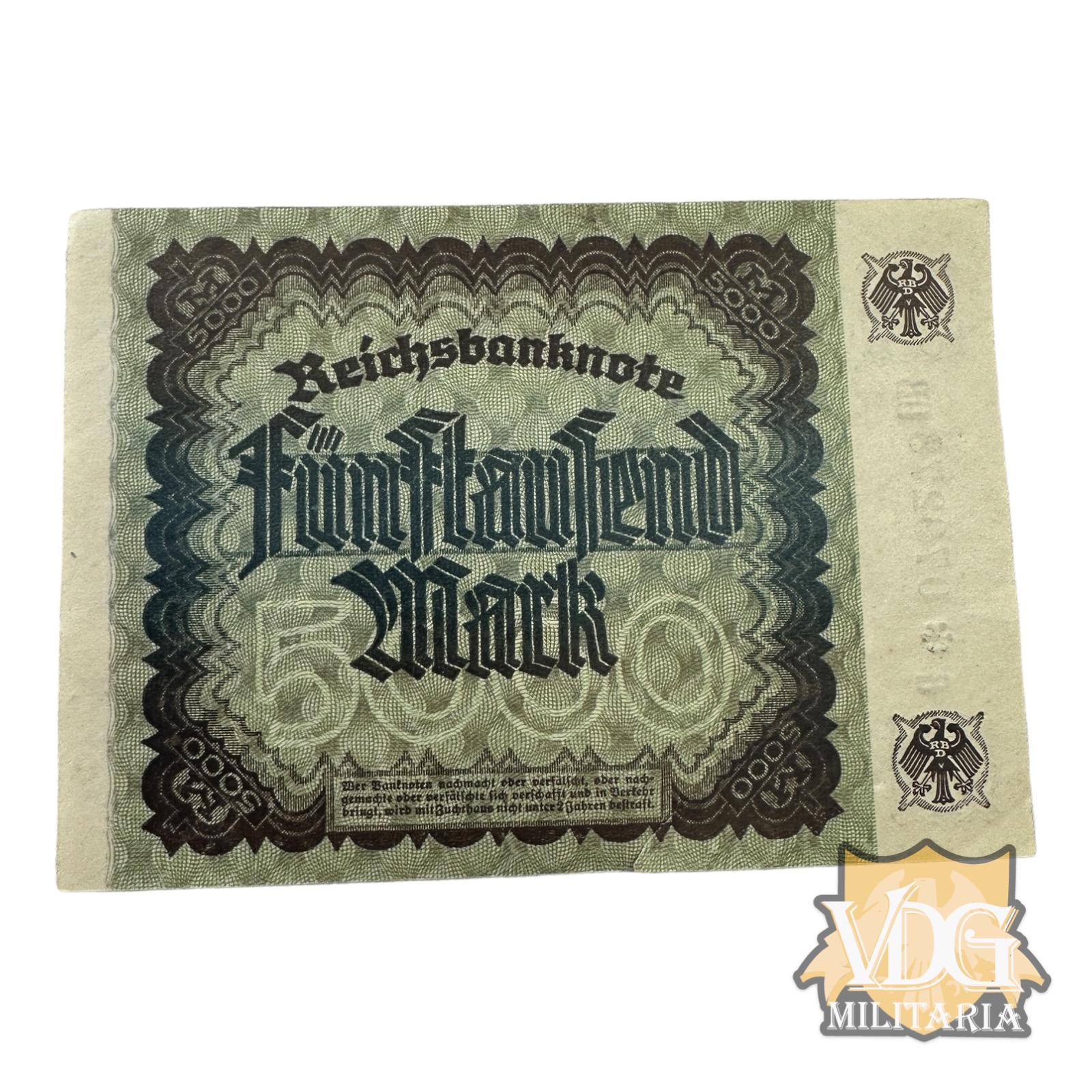 German Weimar Republic 1922 5000 Fünftausend Mark Reichsbanknote Paper ...