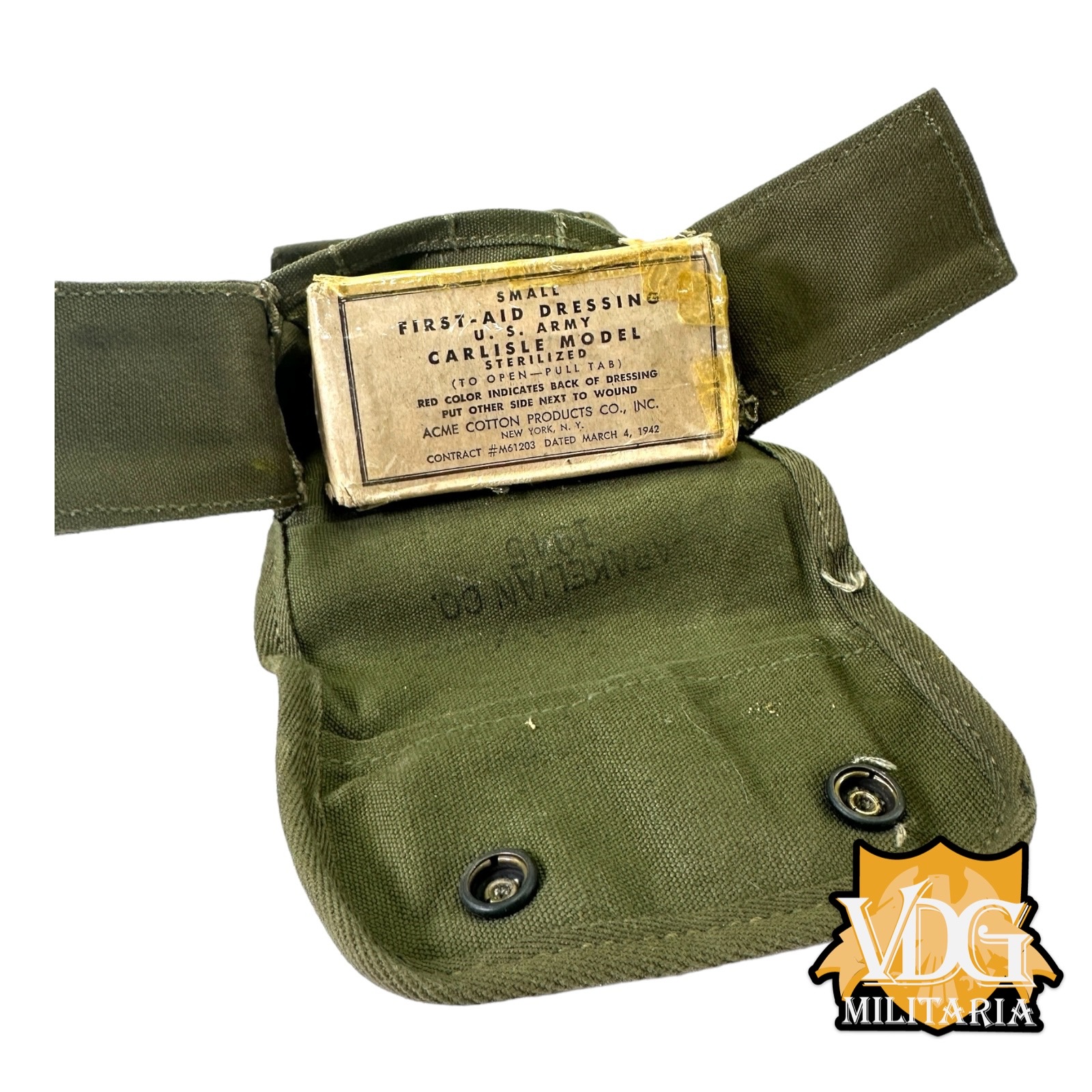 WW2 US Army Jungle 1st Aid Pouch, Arakelian Co. 1945 w/ 1942 Bandage ...