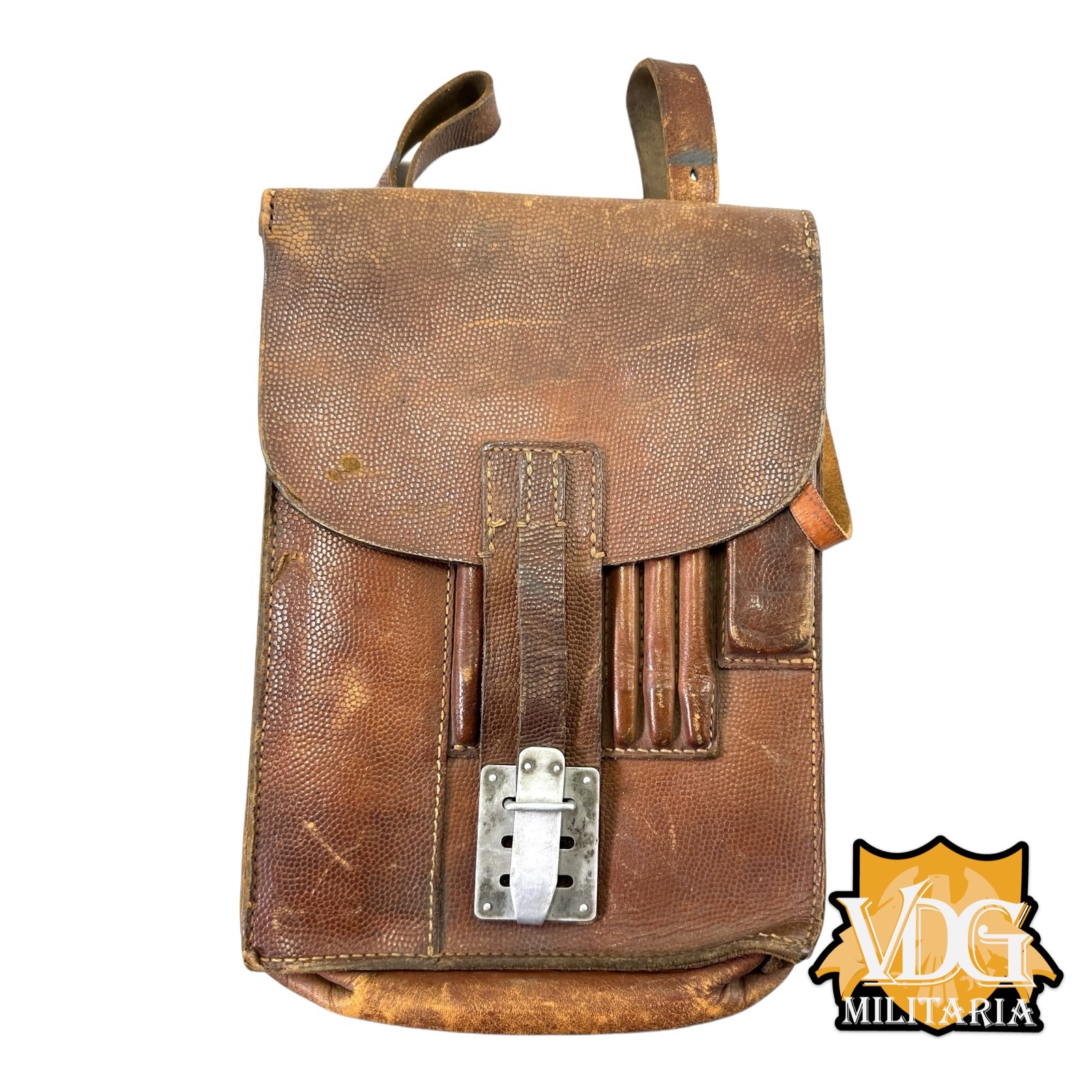 WW2 German Wehrmacht Brown Leather Map Case with Tools | VDG Militaria