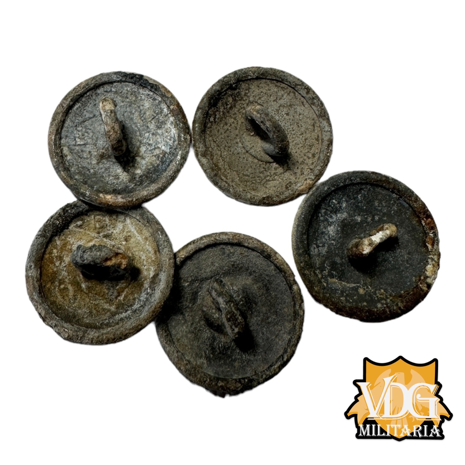 WW2 German White Washed Semi Relic Button Group of 5 Pieces | VDG Militaria
