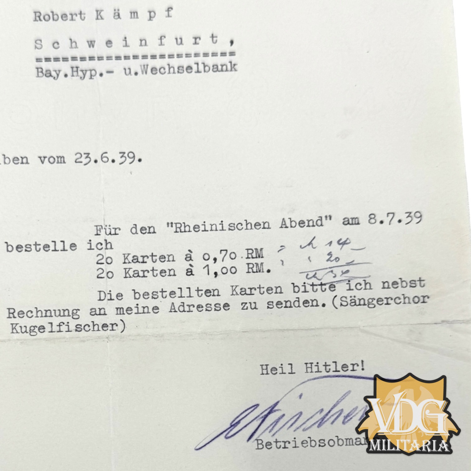WW2 German 1939 DAF German Labor Front Letter from Fritz Sauckel ...