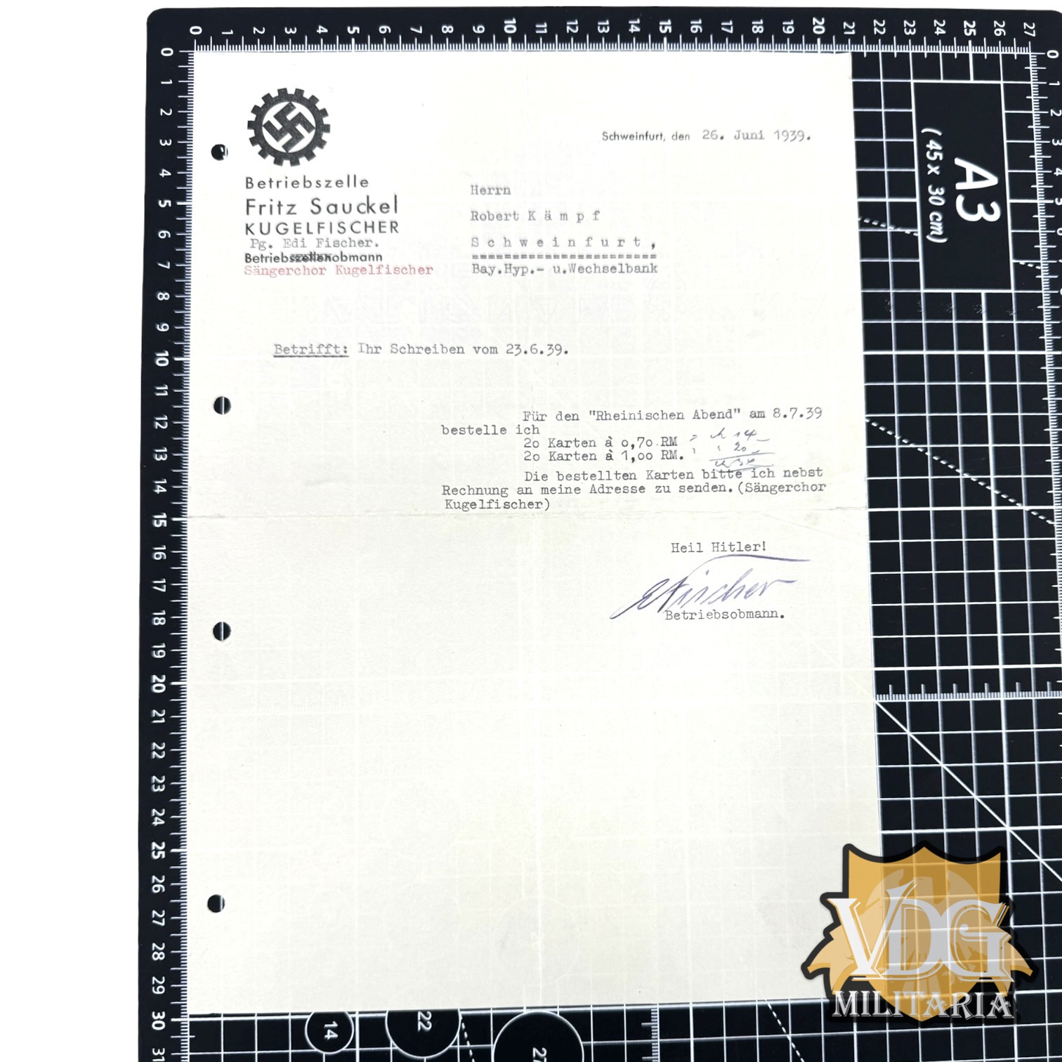 WW2 German 1939 DAF German Labor Front Letter from Fritz Sauckel ...