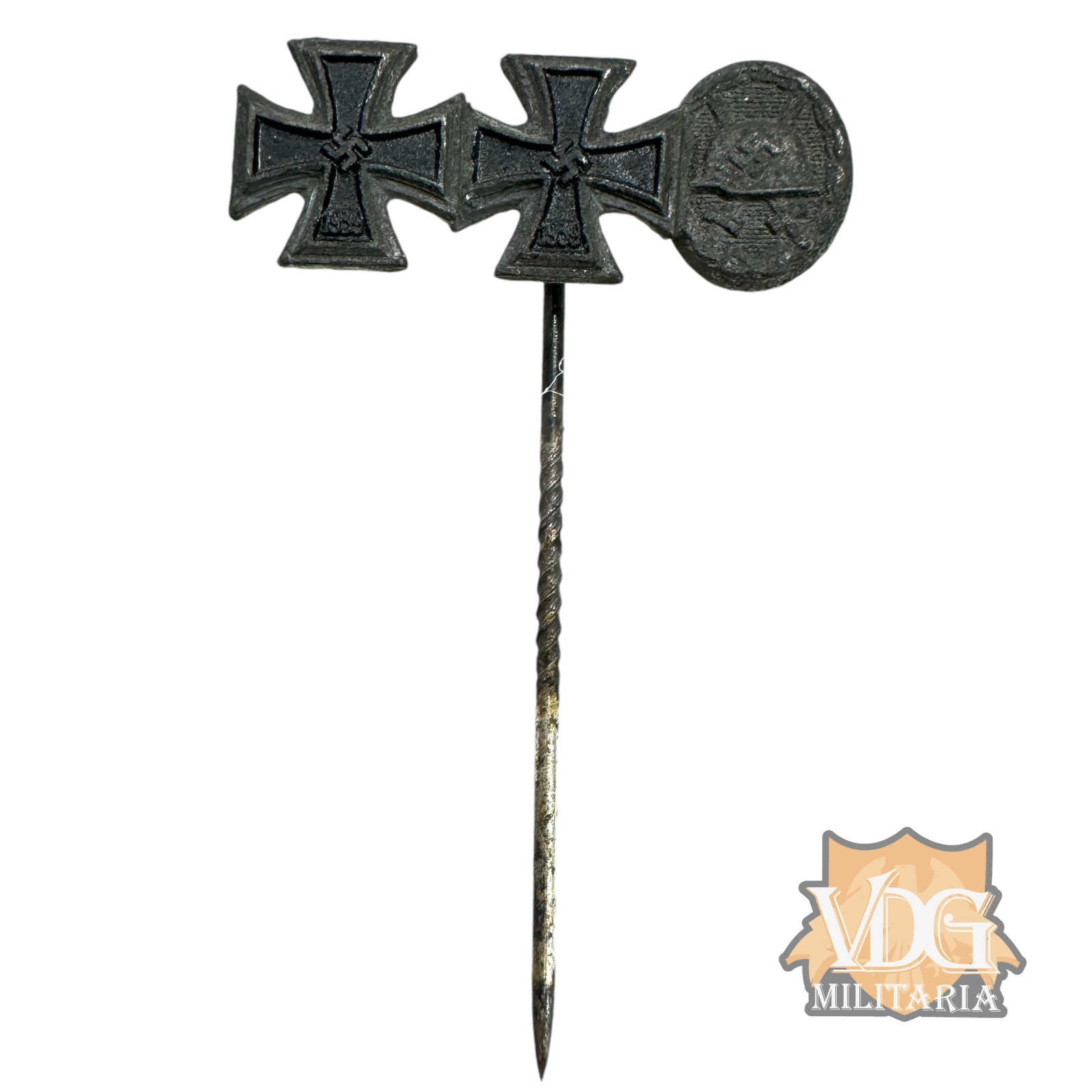 WW2 German Iron Cross 1st & 2nd Class with Silver Wound Badge Stickpin ...