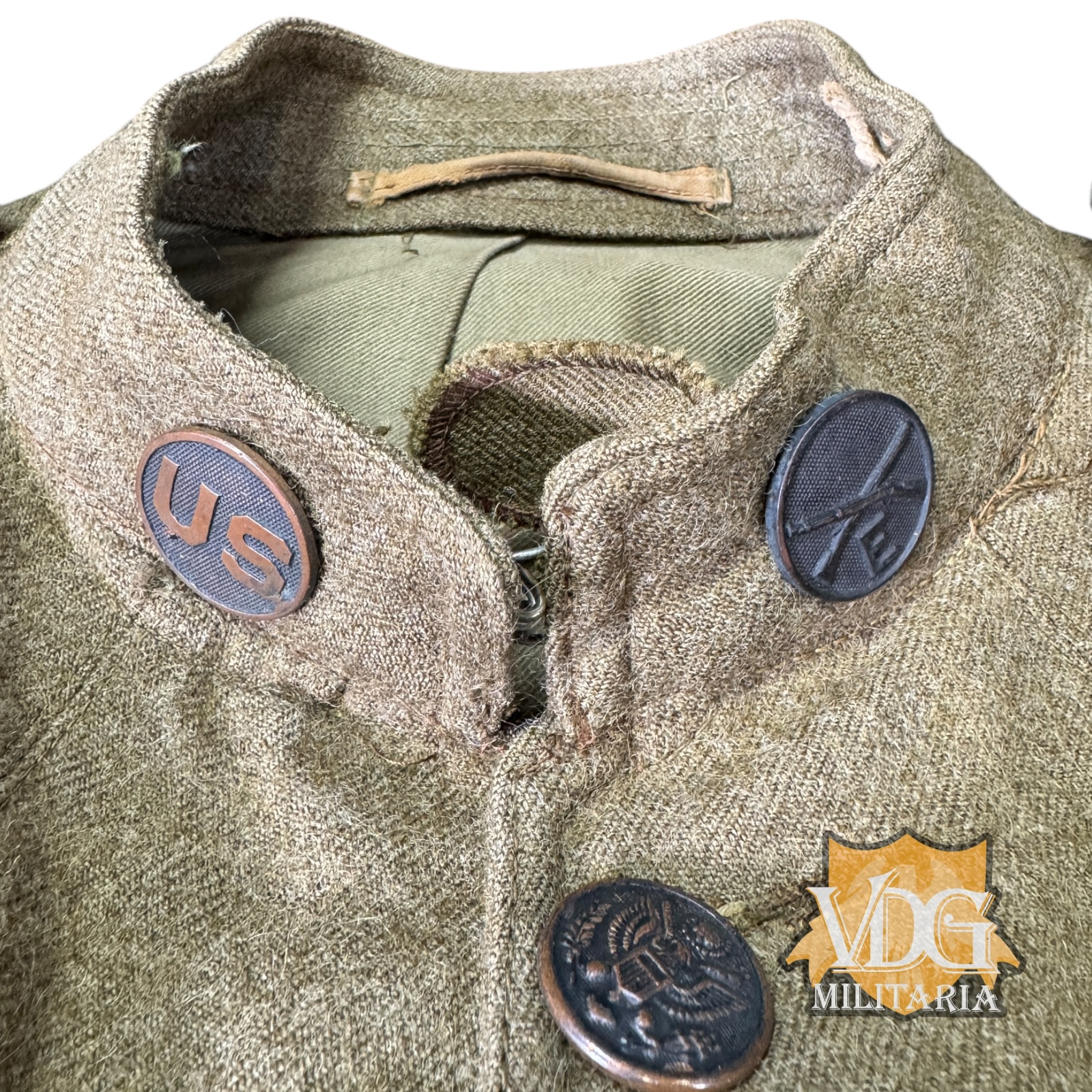 WW1 US Army Company E Infantry Wool Tunic - Named (Faint Ink), Size 7 ...