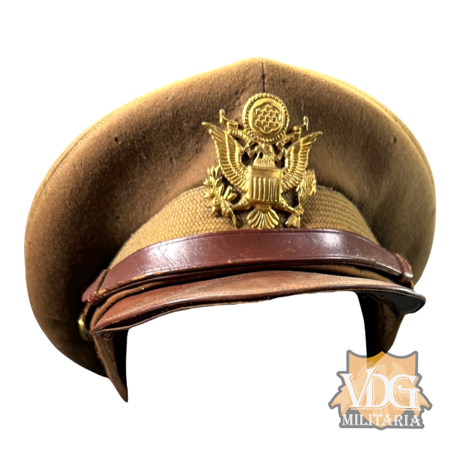 WW2 US Army Officer’s Doe Skin Wool Visor Cap by Luxenberg | VDG Militaria